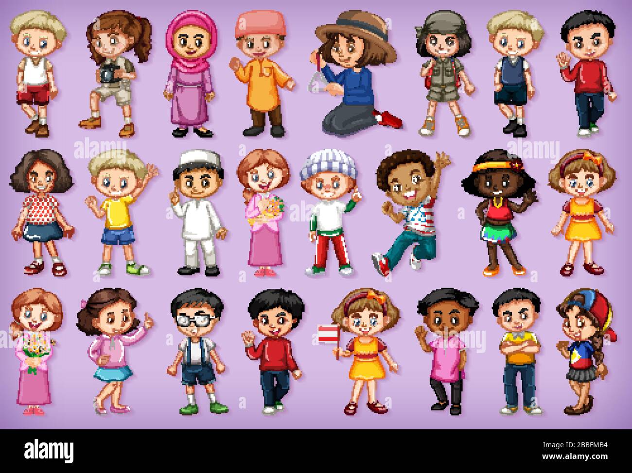 Large set of children doing different activities illustration Stock ...