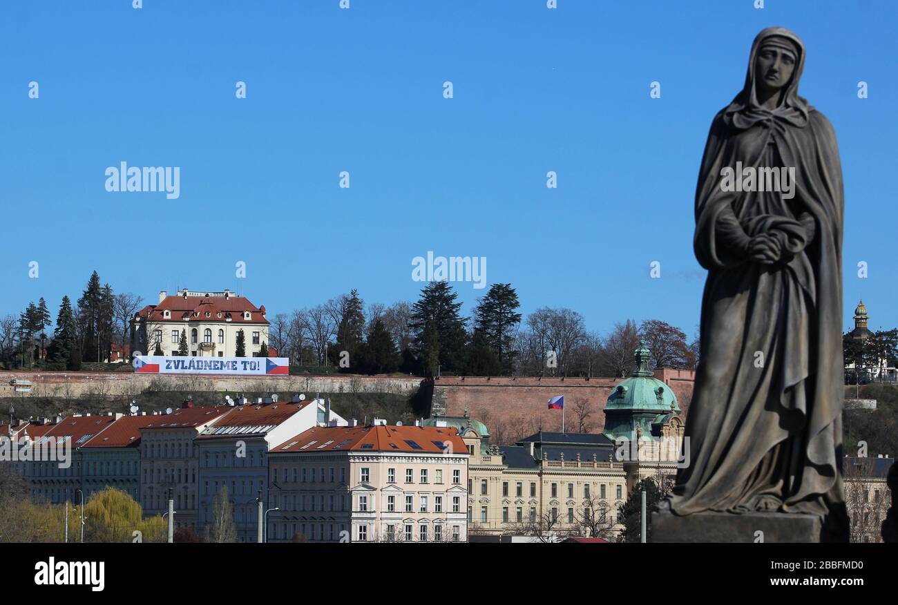 A big banner with Czech flags and the slogan We can make it! has been ...
