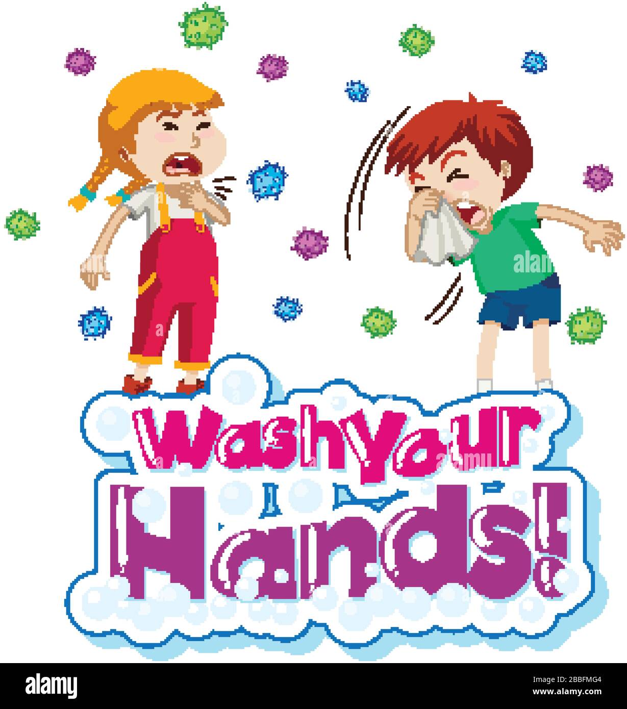 Coronavirus theme poster design with word wash your hands illustration ...