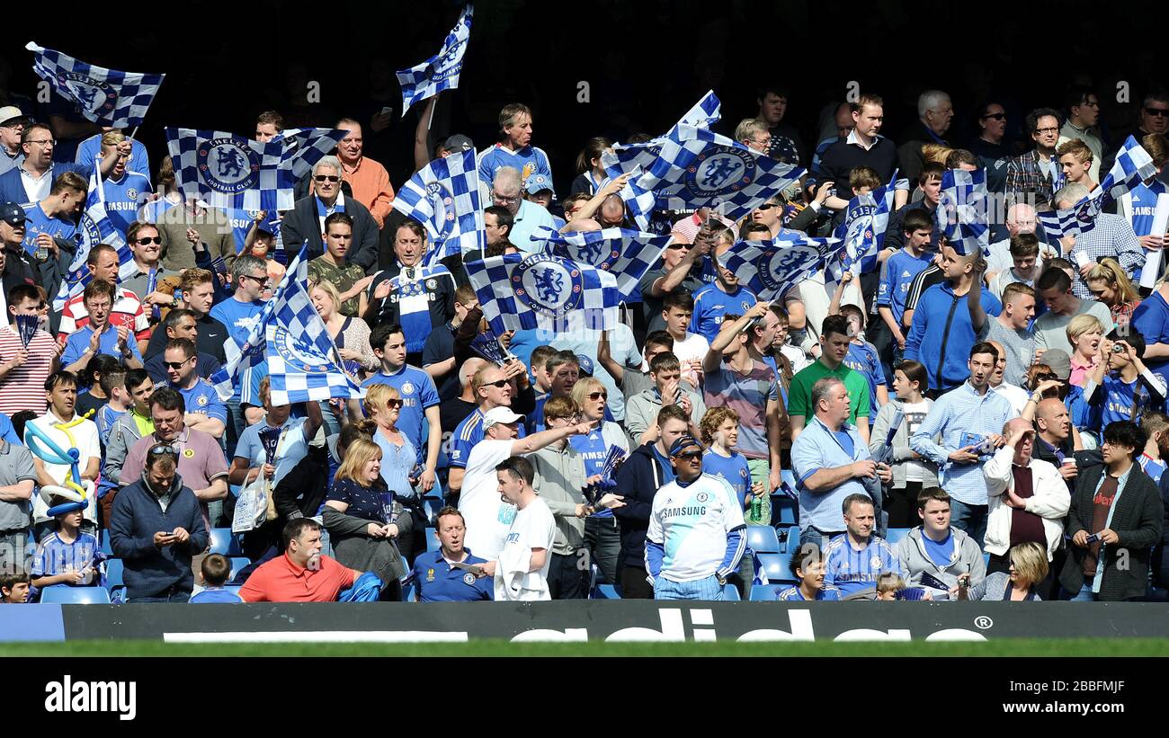 Chelsea fans in the stands Stock Photo - Alamy