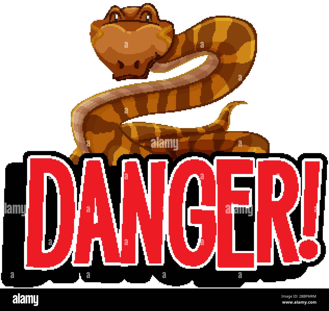 Font design for word danger with wild snake illustration Stock Vector ...