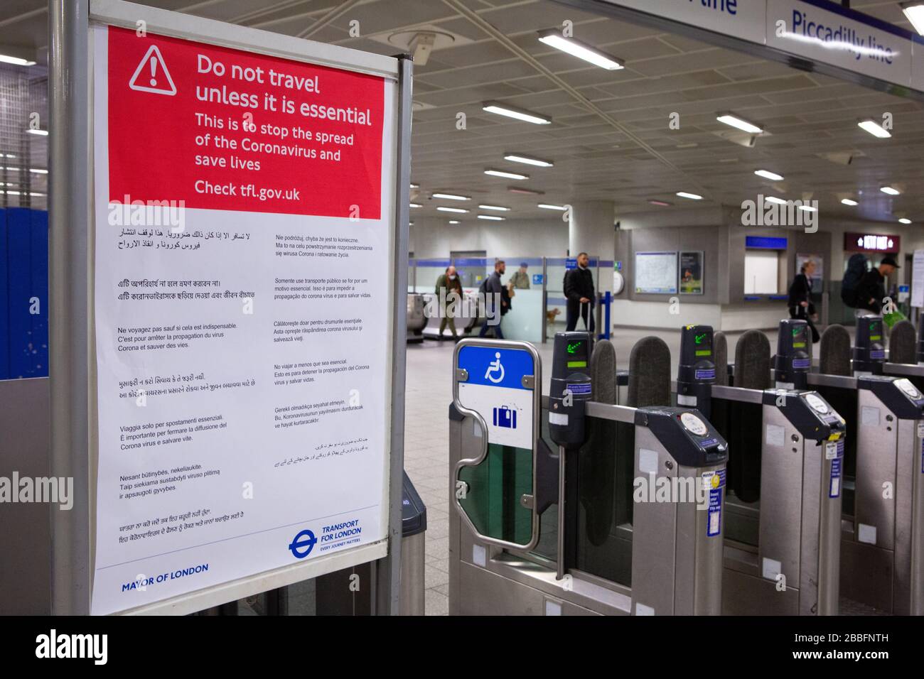 Posters on the London Underground warning local residents not to travel ...