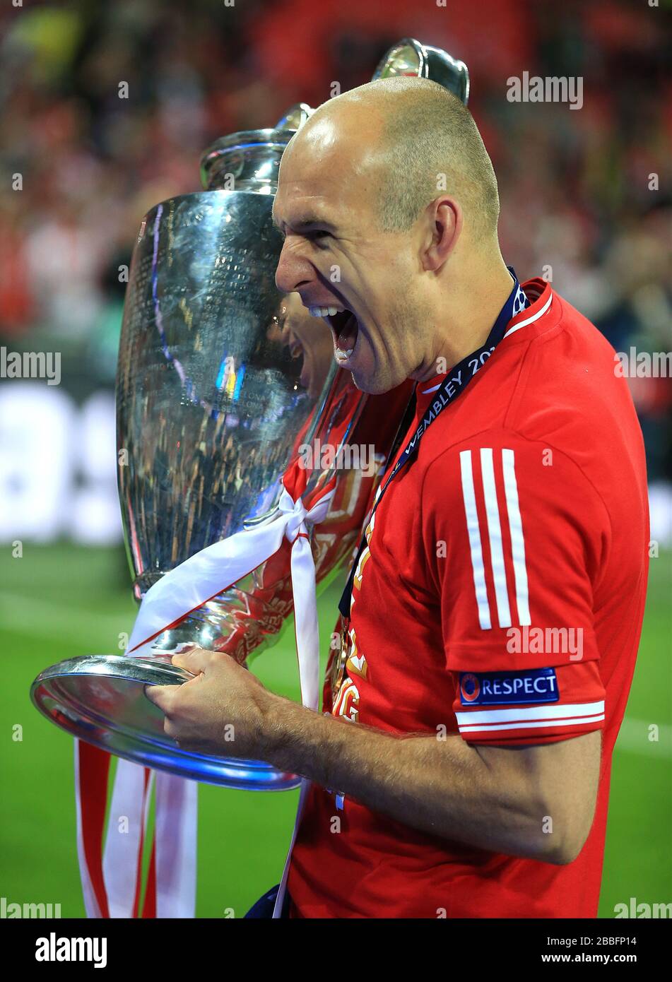 Bayern Munich's Arjen Robben celebrates winning the Champions League on ...