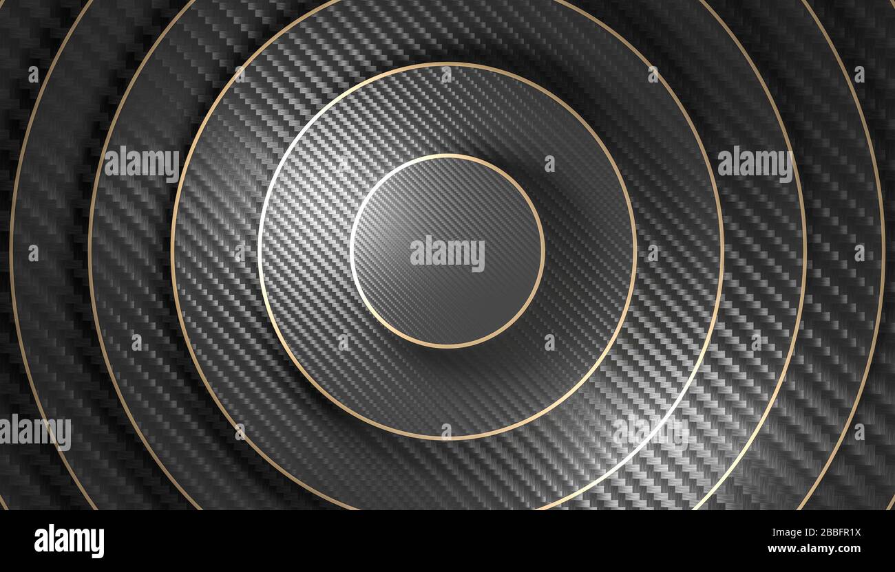 3d render background of different size circle with carbon fiber pattern ...