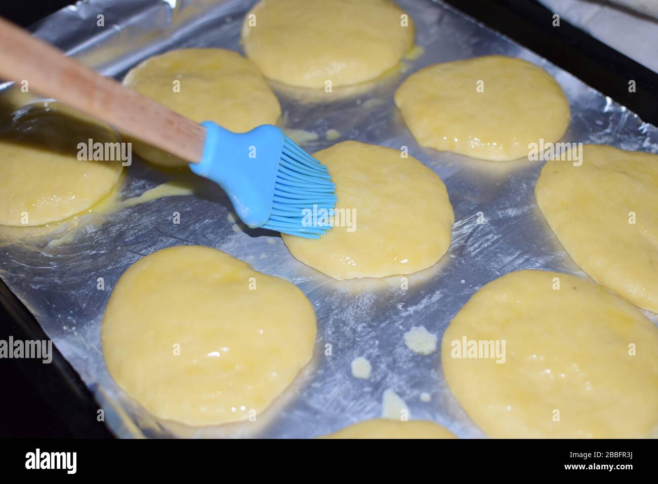 Homemade baked buns with space to add text Stock Photo - Alamy