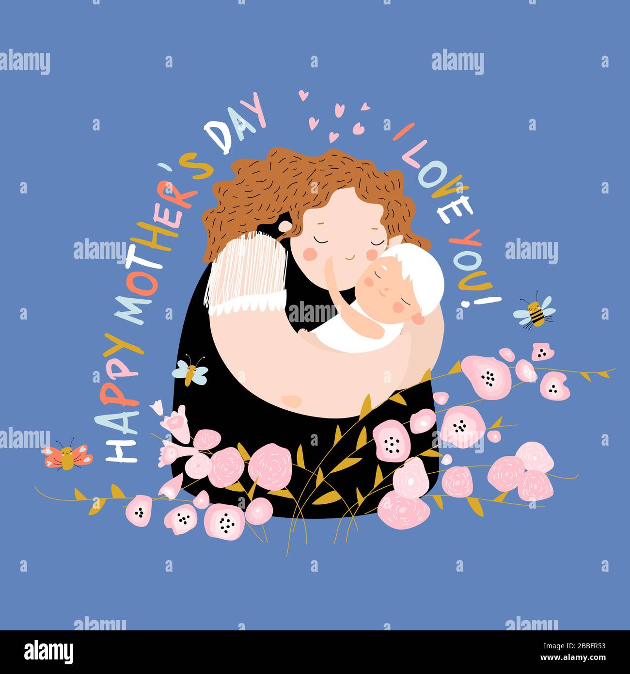 Mother child spring Stock Vector Images - Alamy