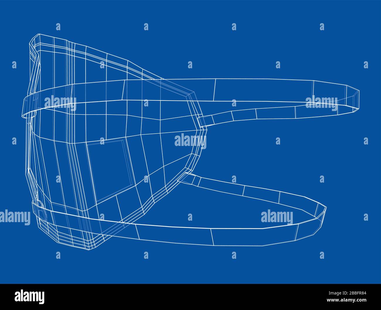 Medical surgical mask. Blueprint style. Vector rendering from 3D model ...
