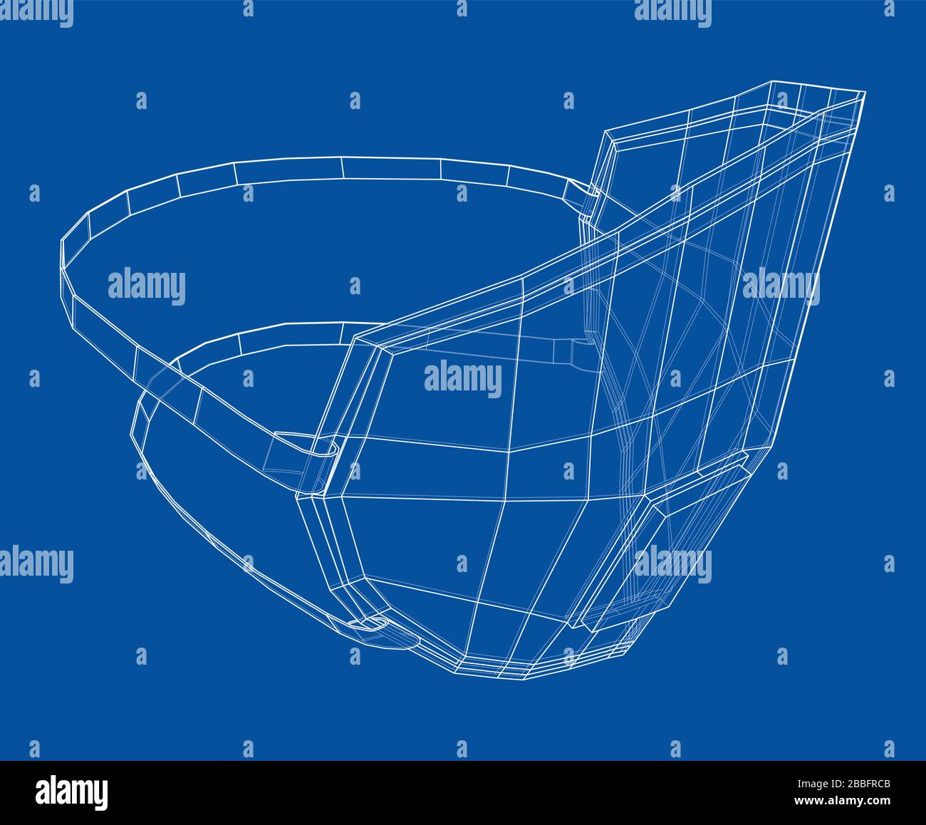 Medical surgical mask. Blueprint style. Vector rendering from 3D model ...