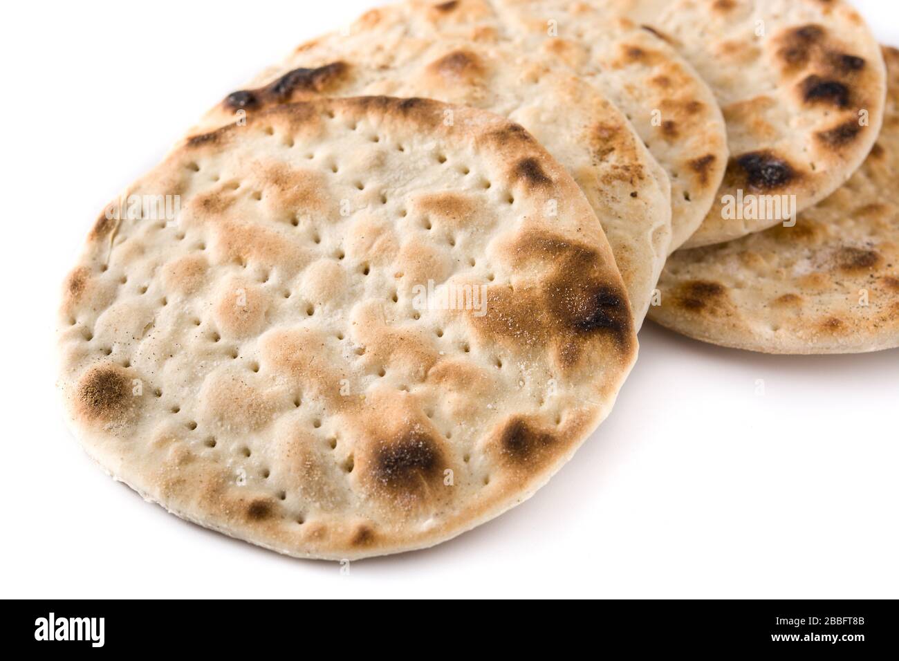 Handmade matzah for Jewish Passover isolated on white background Stock ...