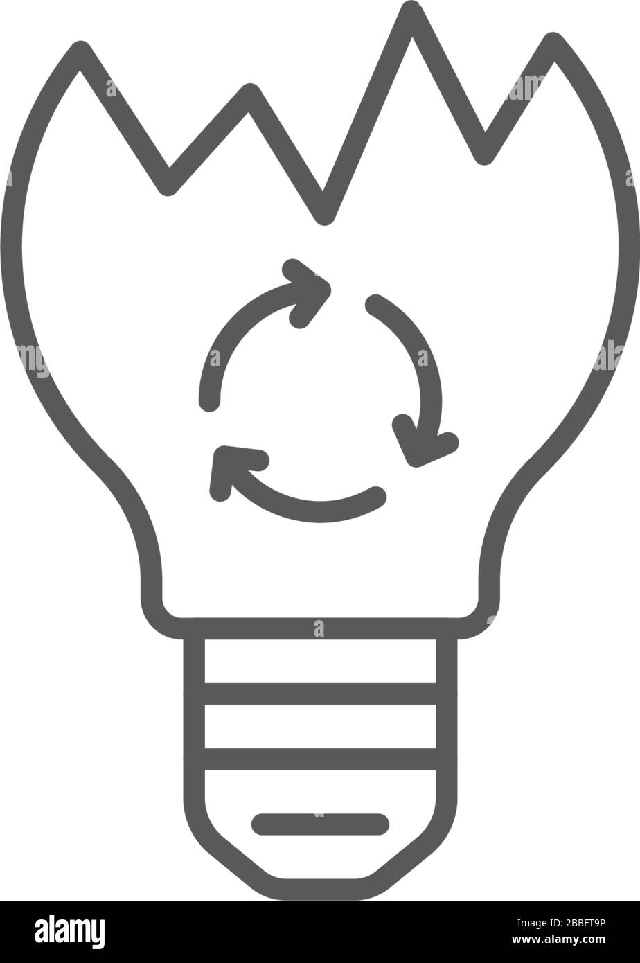 Light bulb recycling vector icon symbol isolated on white background ...