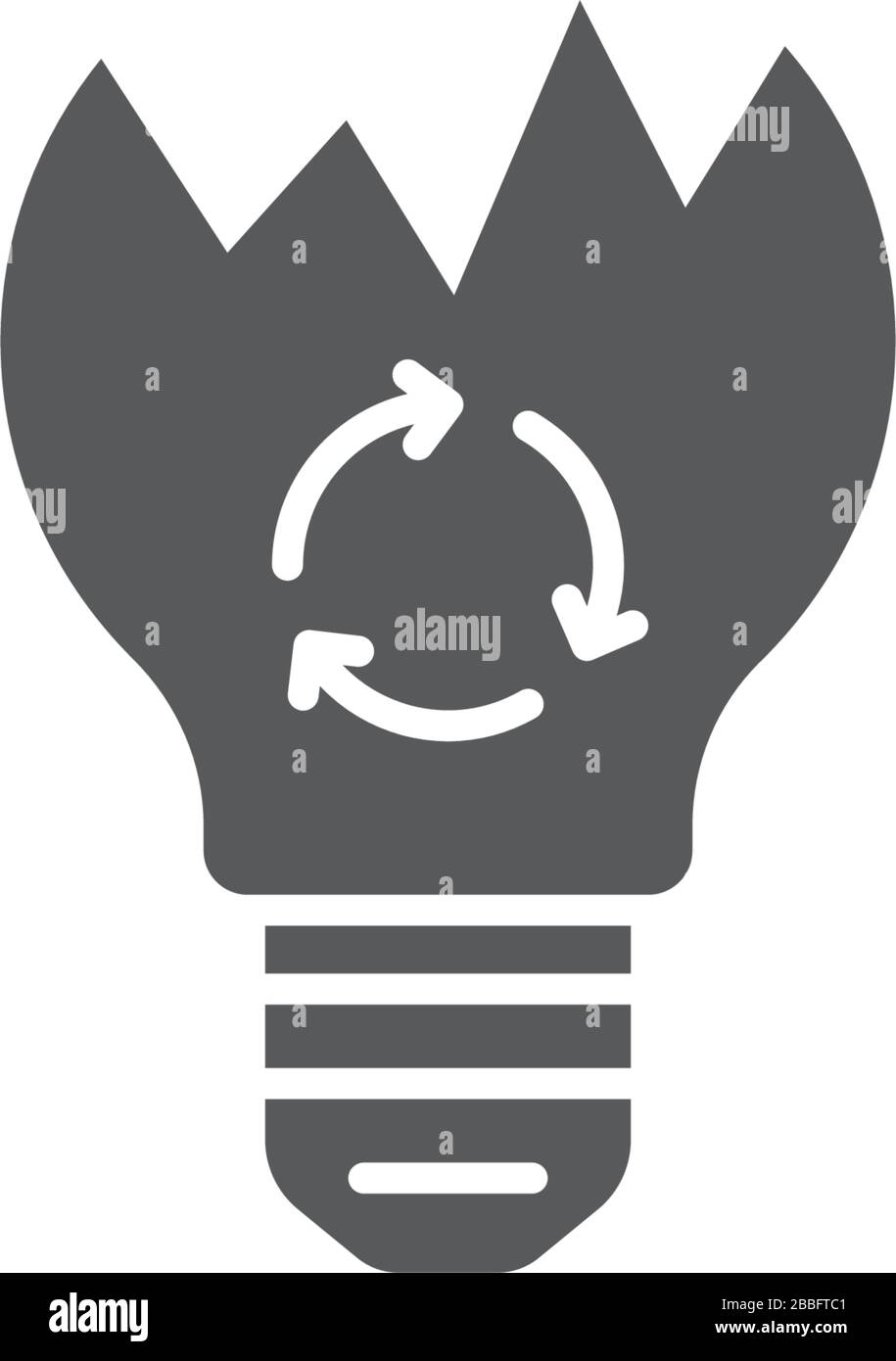 Light bulb recycling vector icon symbol isolated on white background ...