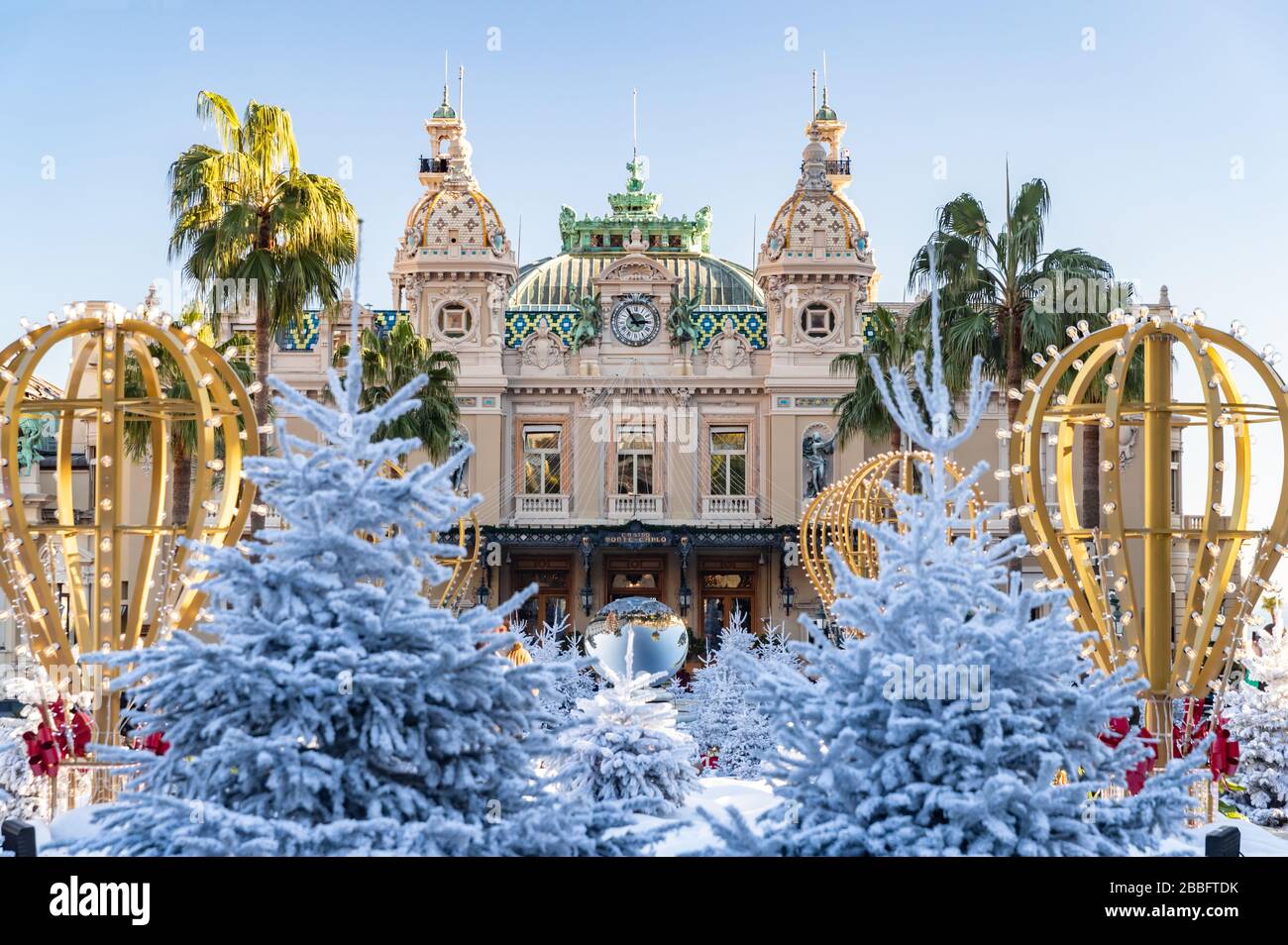Monaco, Monte-Carlo, 25 December 2019: The square Casino Monte-Carlo at ...