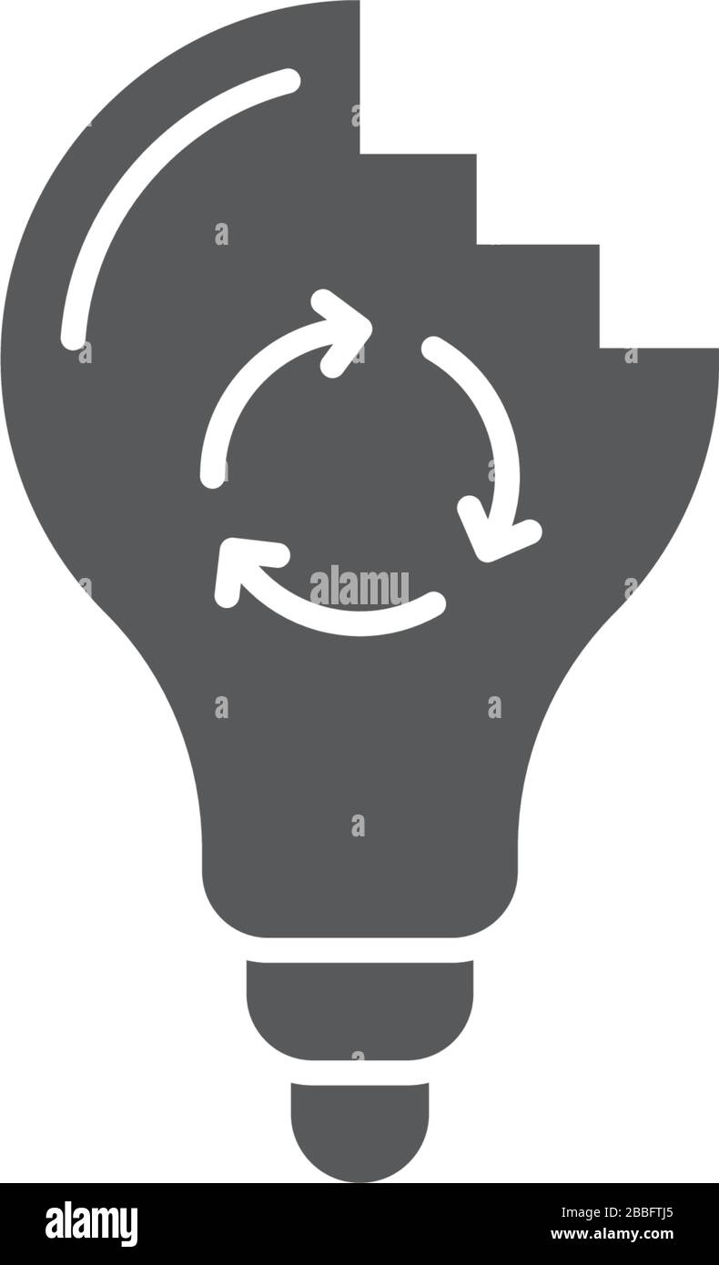Light bulb recycling vector icon symbol isolated on white background ...