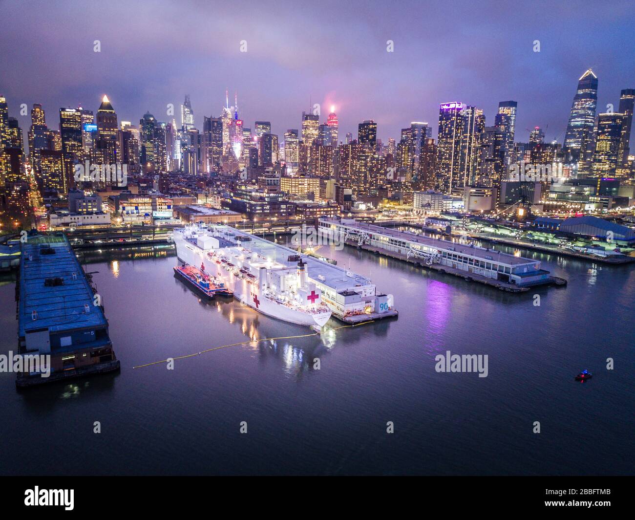 USNS Comfort U.S. Navy Hospital Ship docked in New York City Pier 90 ...