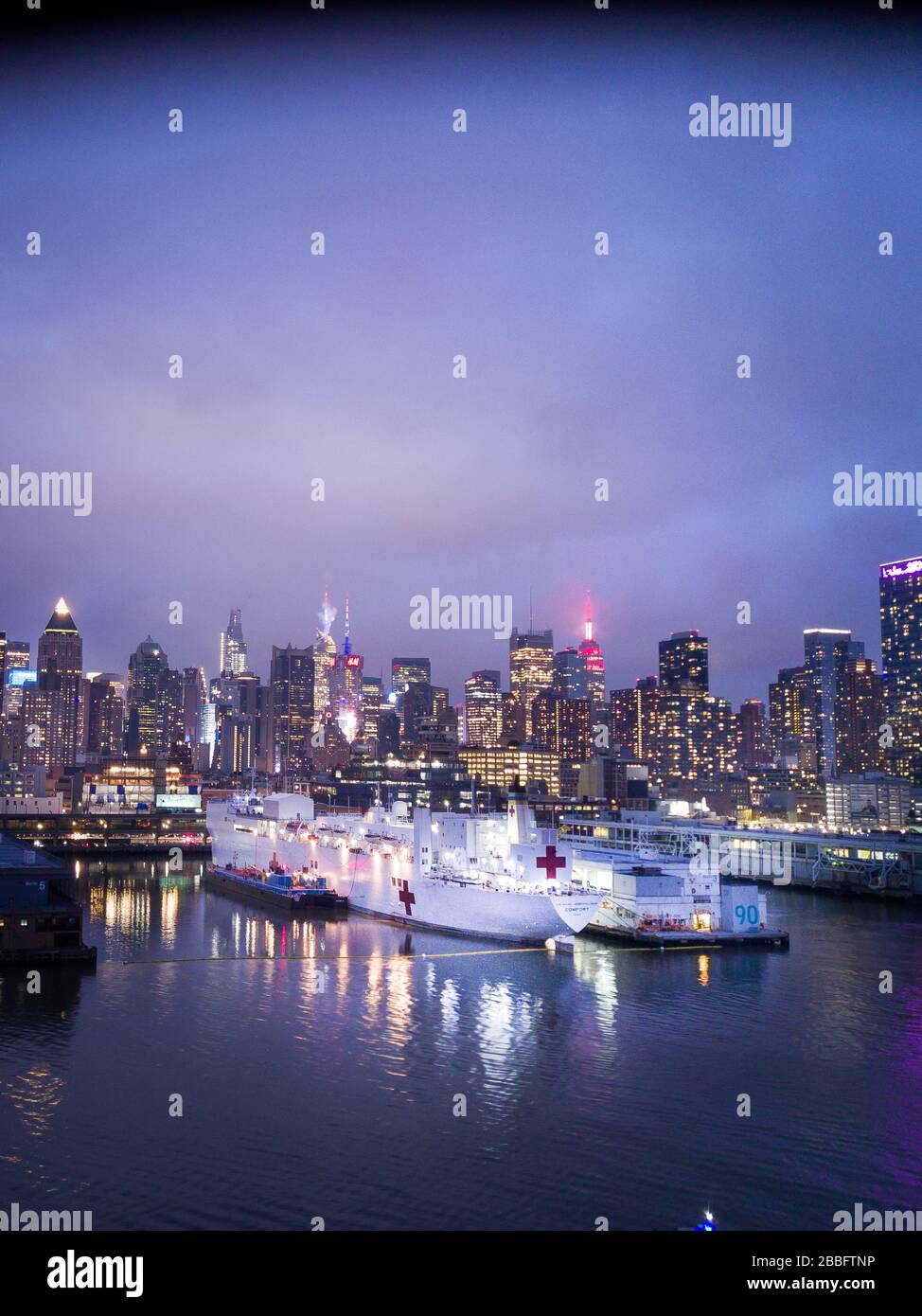 USNS Comfort U.S. Navy Hospital Ship docked in New York City Pier 90 ...
