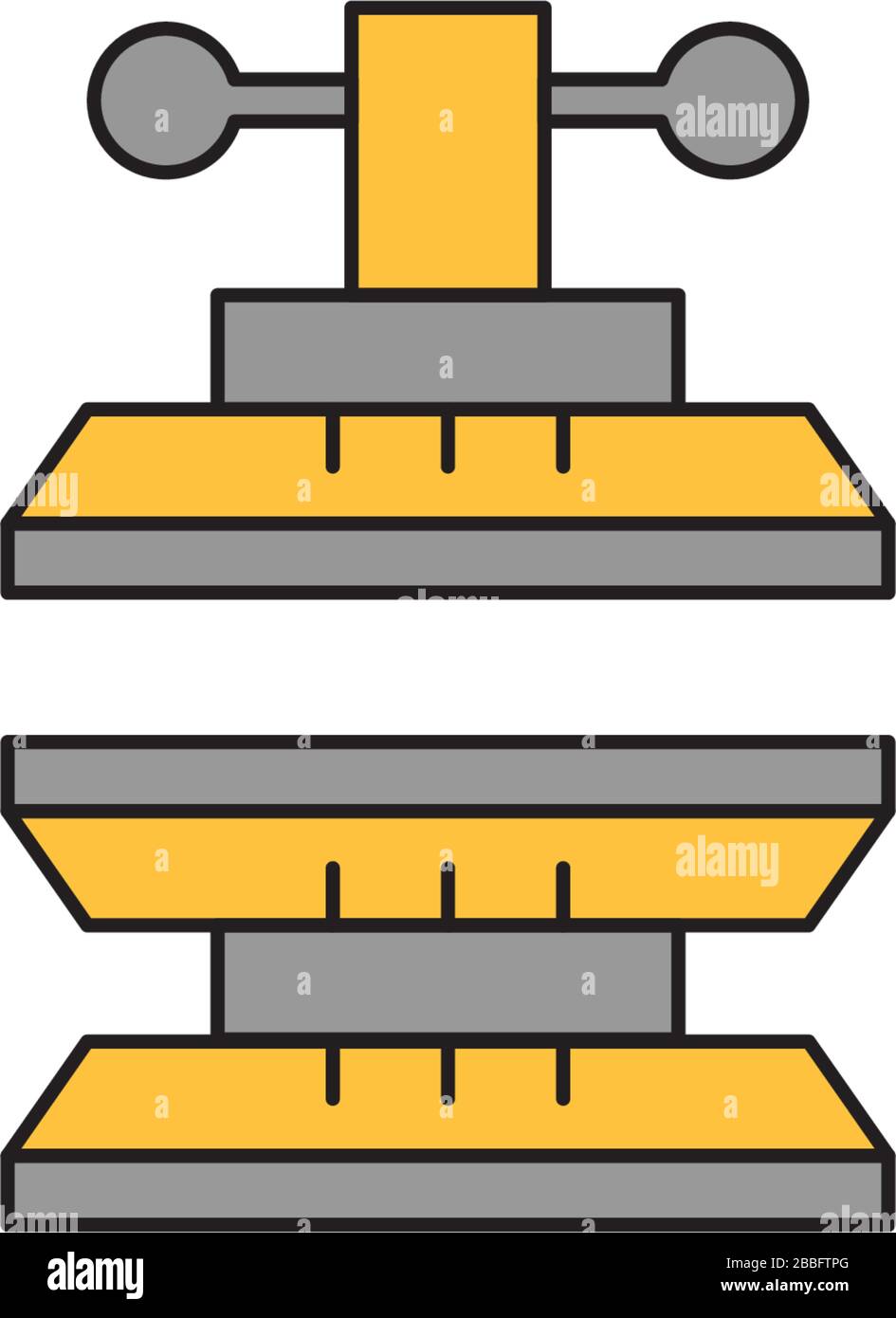 Manual press machine vector icon symbol tools isolated on white ...
