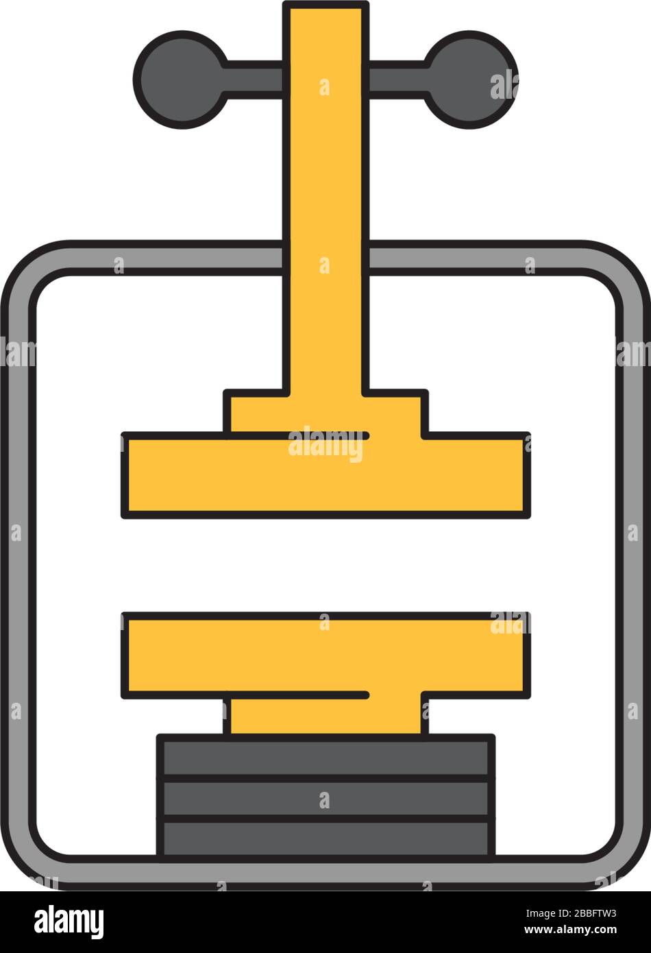 Manual press machine vector icon symbol tools isolated on white ...