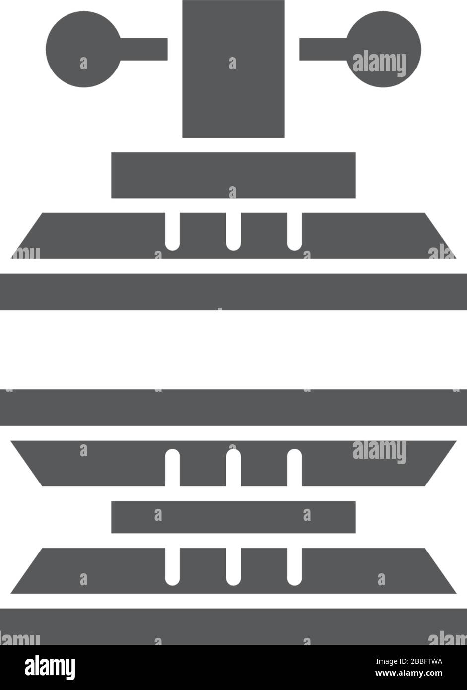 Manual press machine vector icon symbol tools isolated on white ...