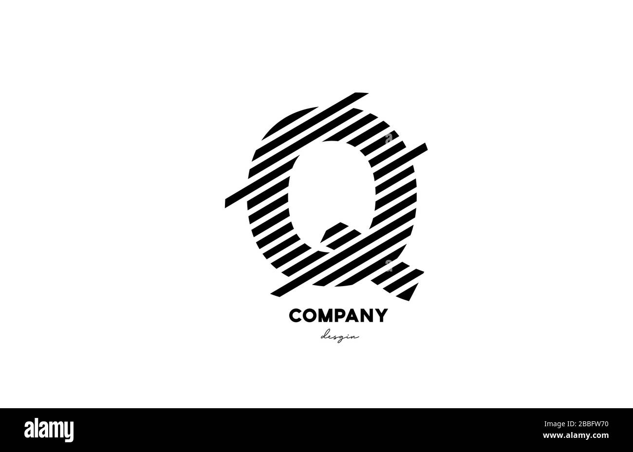 black and white Q alphabet letter logo icon design for company and ...