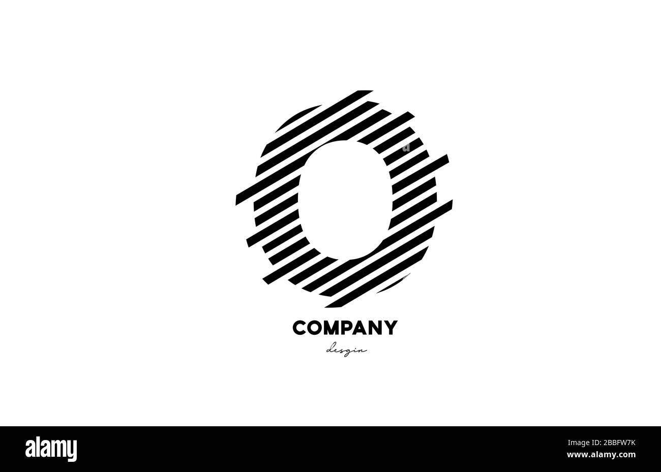 black and white O alphabet letter logo icon design for company and ...