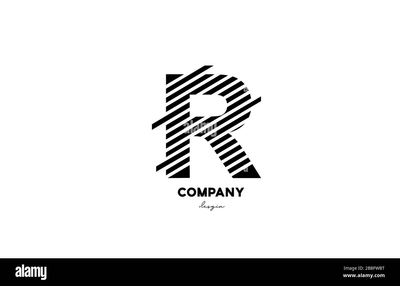black and white R alphabet letter logo icon design for company and ...