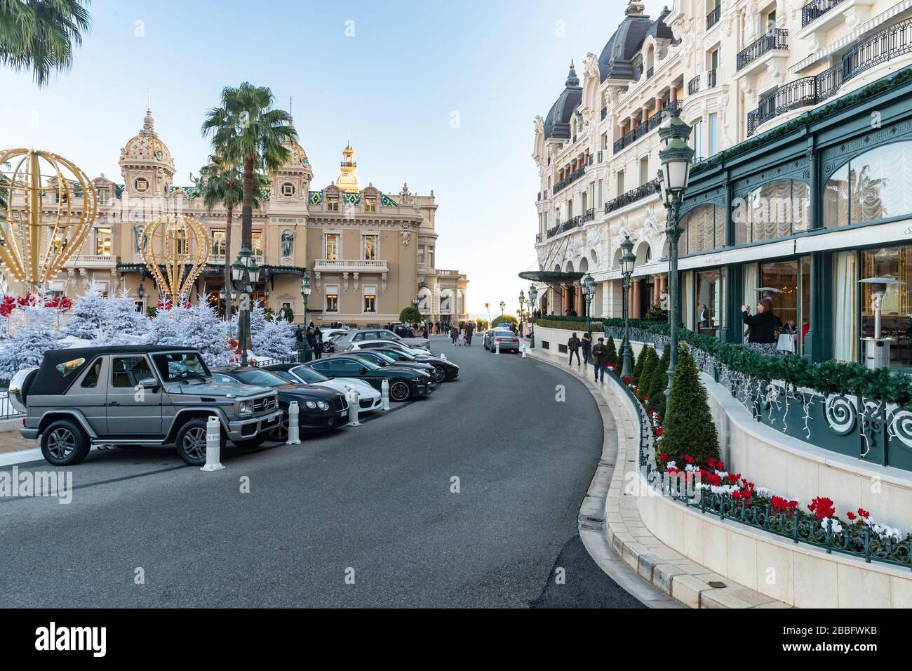Monaco, Monte-Carlo, 25 December 2019: The square Casino Monte-Carlo at ...