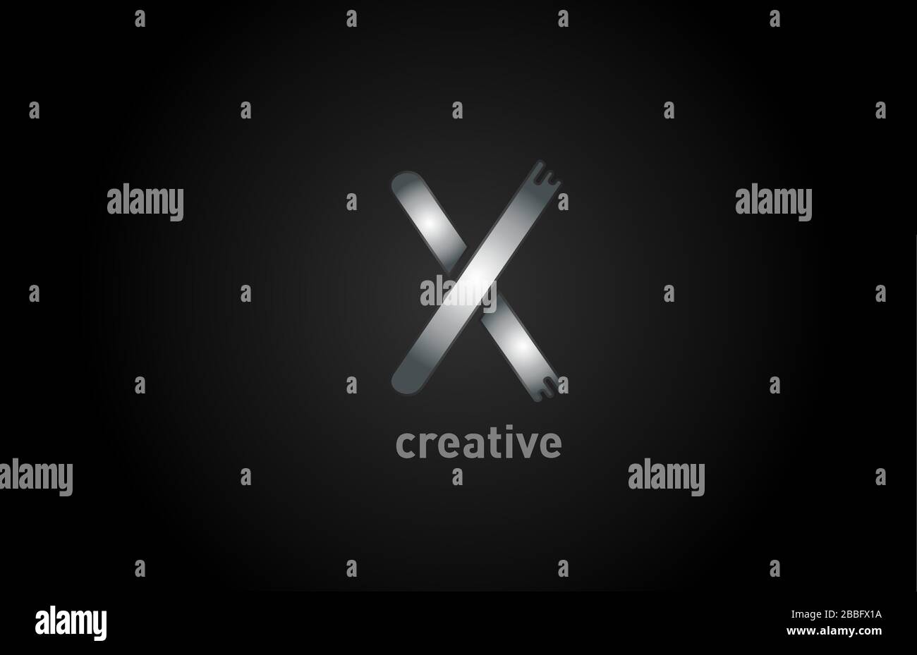 X silver metal alphabet letter logo design icon for business and ...