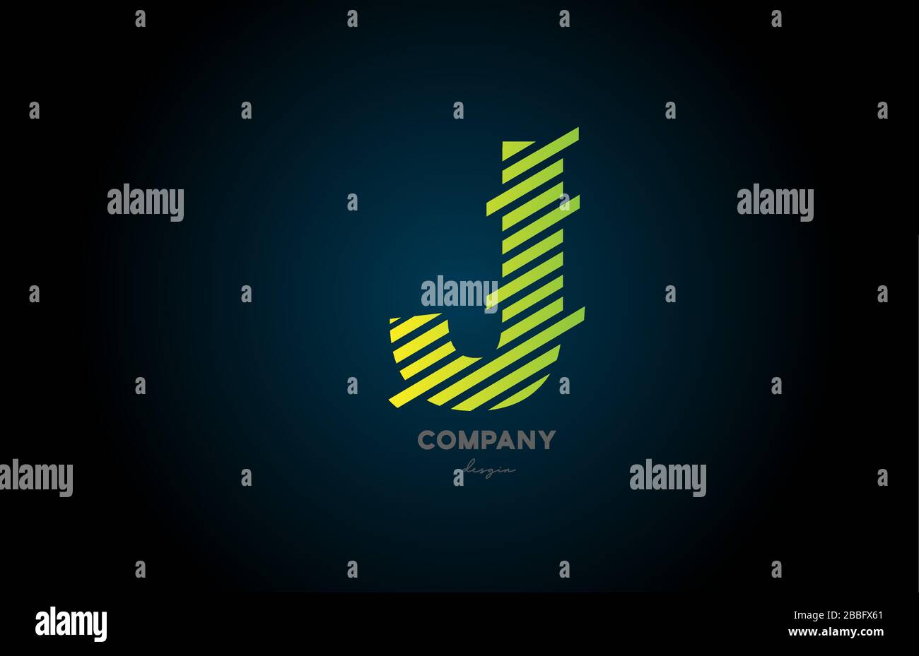 J alphabet letter logo icon design for company and business. Green blue ...