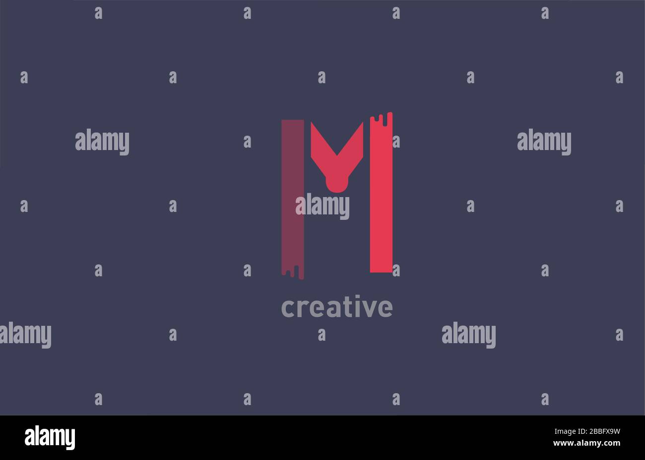 M red color alphabet letter logo design icon for business and company ...