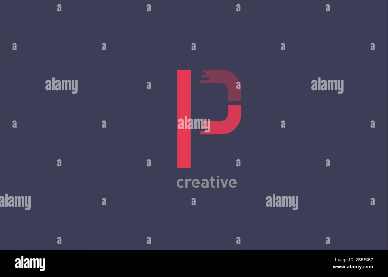 P red color alphabet letter logo design icon for business and company ...