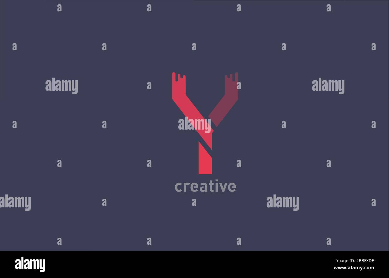 Y red color alphabet letter logo design icon for business and company ...