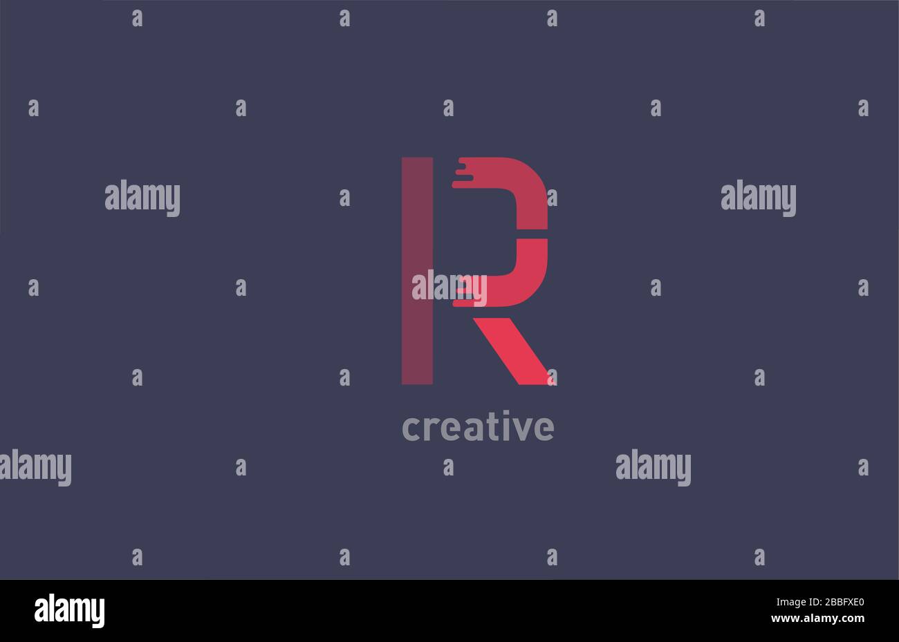 R red color alphabet letter logo design icon for business and company ...