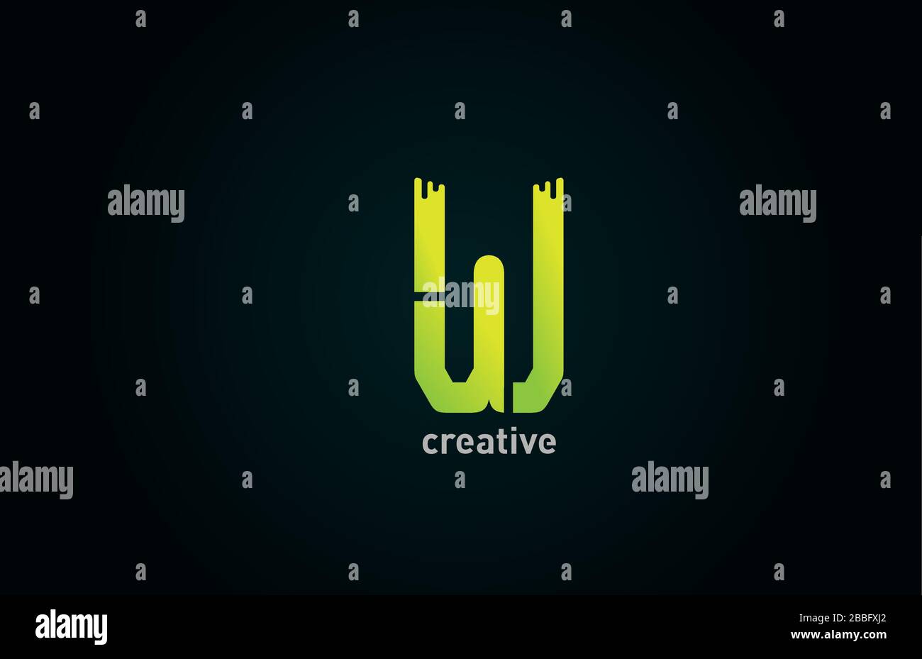W creative green letter alphabet logo icon for company and business ...