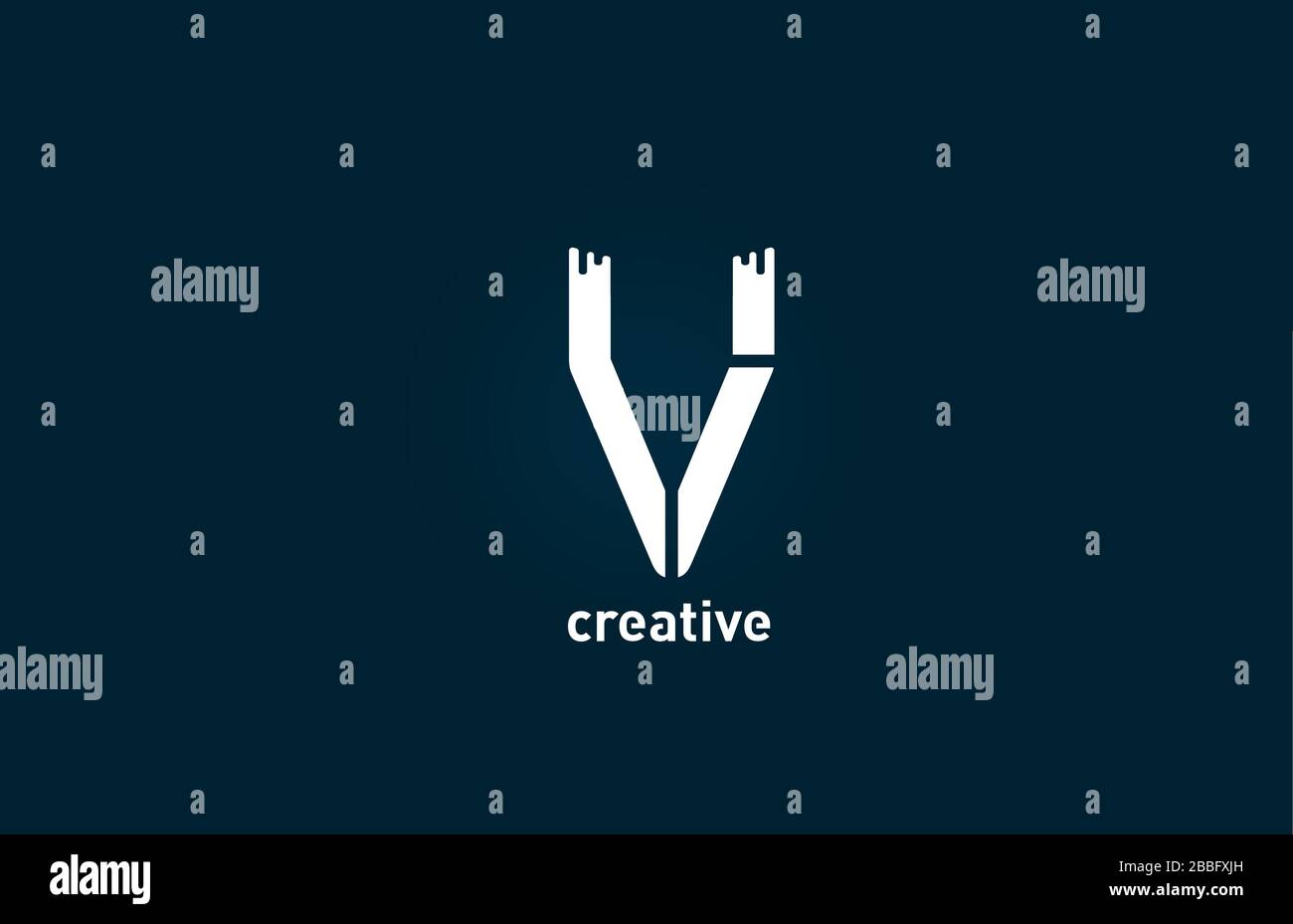 white V creative letter alphabet logo design icon for business and ...