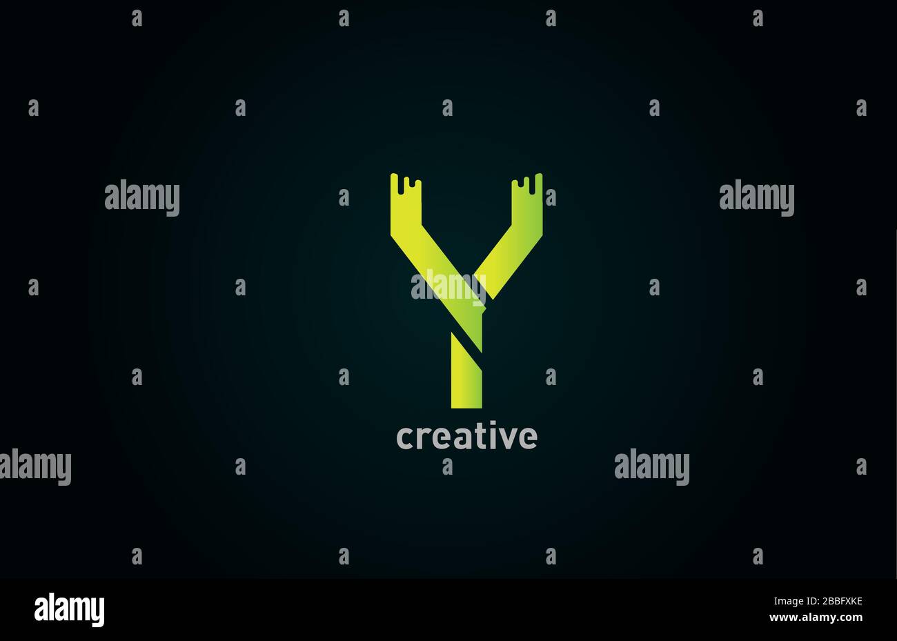 Y creative green letter alphabet logo icon for company and business ...