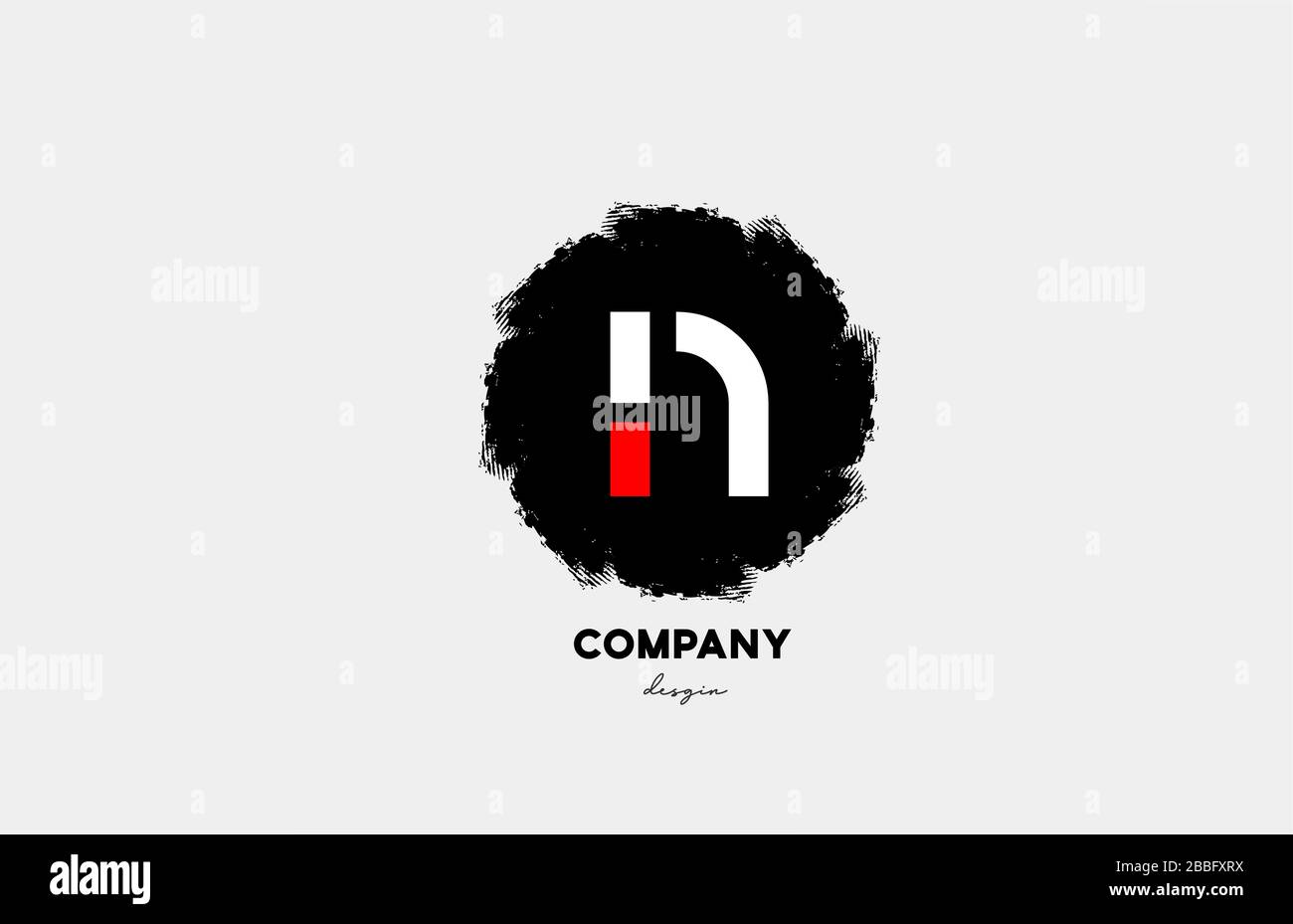 N red white black letter alphabet logo icon with grunge design for ...
