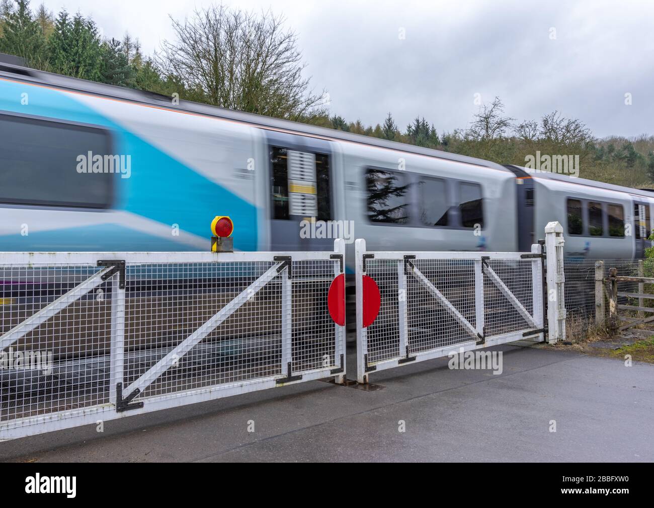 Kirkham Abbey, North Yorkshire, UK, 03/29/2017 - TPE train passing ...