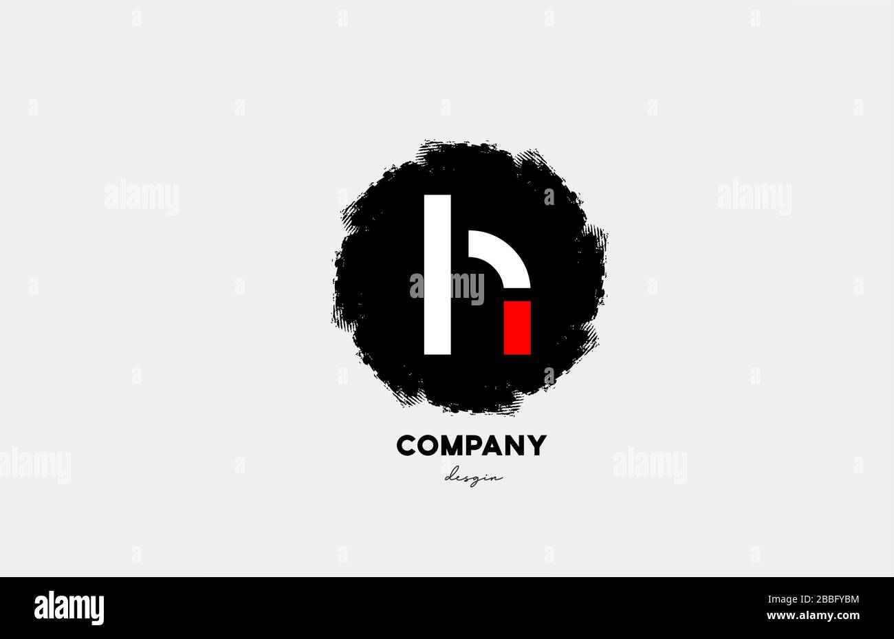 H red white black letter alphabet logo icon with grunge design for ...