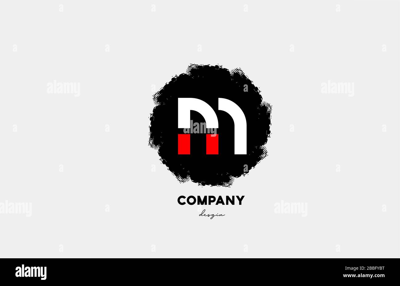 M red white black letter alphabet logo icon with grunge design for ...