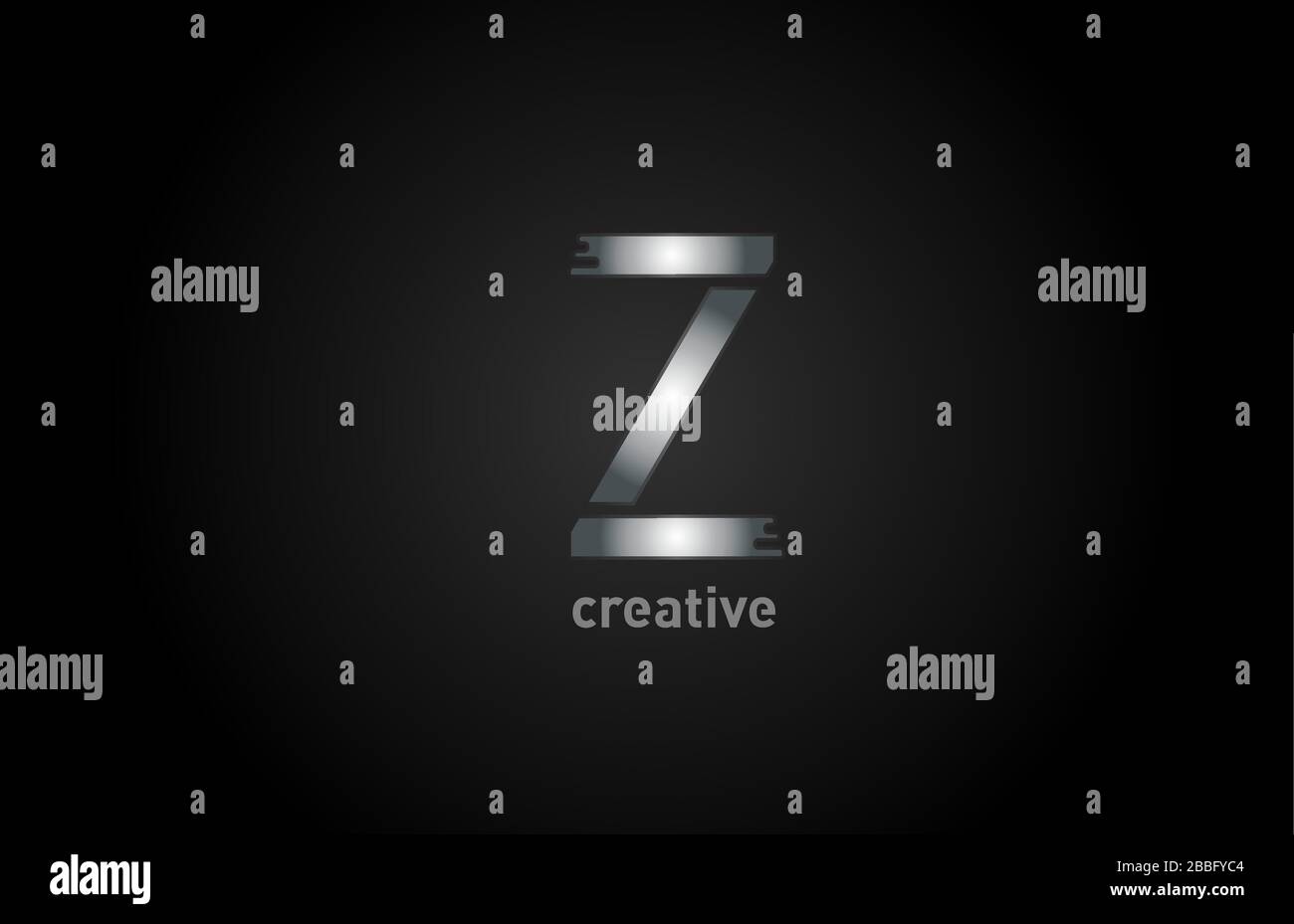 Z silver metal alphabet letter logo design icon for business and ...