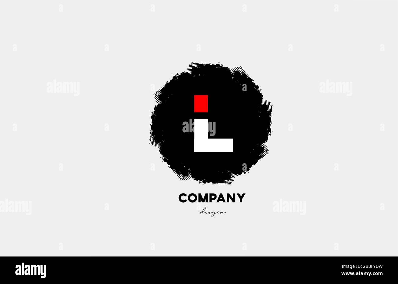 L red white black letter alphabet logo icon with grunge design for ...