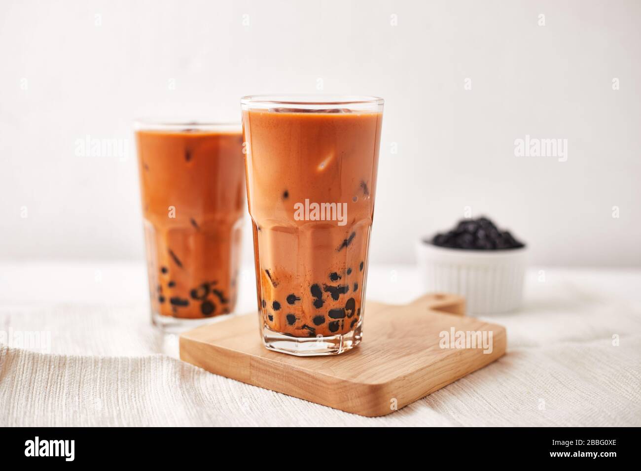 Homemade Milk Bubble Tea with Tapioca Pearls Stock Photo - Alamy