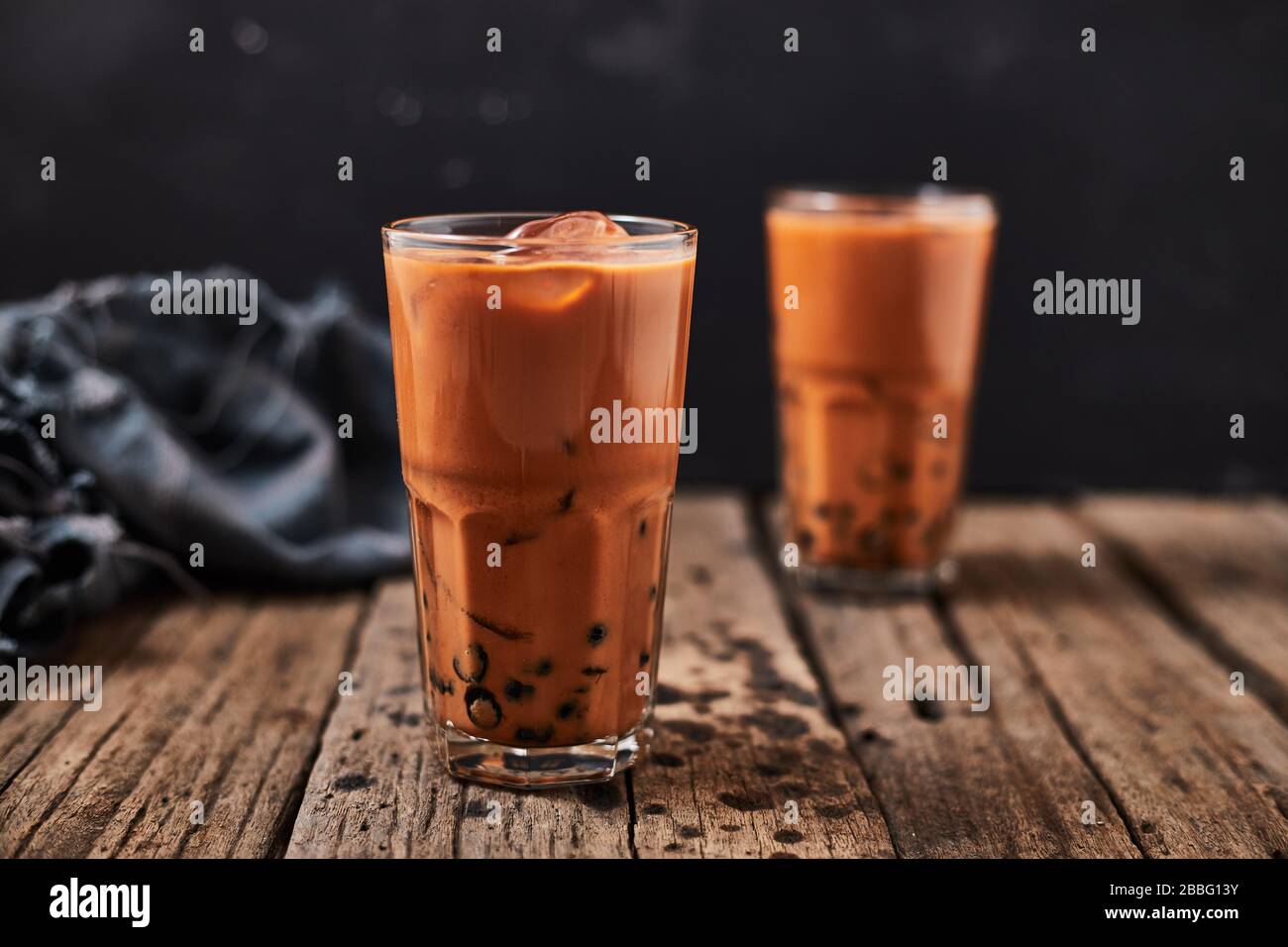 Homemade Milk Bubble Tea with Tapioca Pearls Stock Photo - Alamy