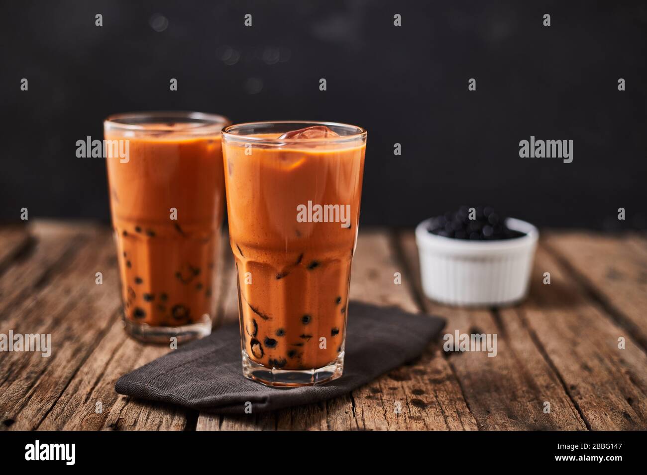Homemade Milk Bubble Tea with Tapioca Pearls Stock Photo - Alamy