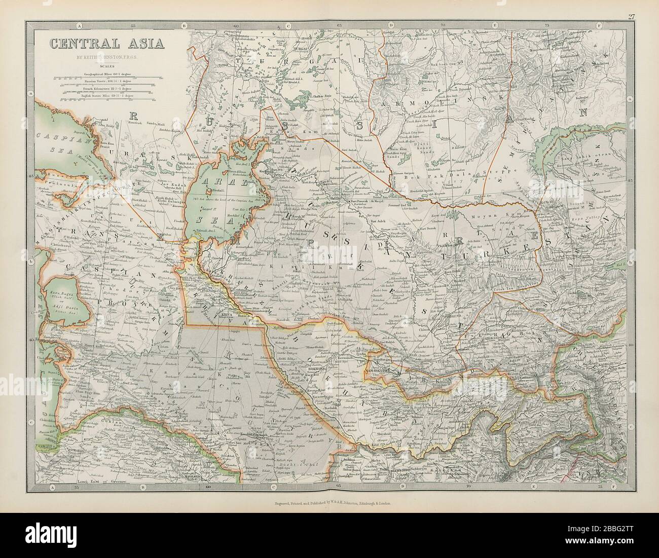 CENTRAL ASIA Russian Turkestan Khiva Bokhara Aral Sea JOHNSTON 1901 old ...