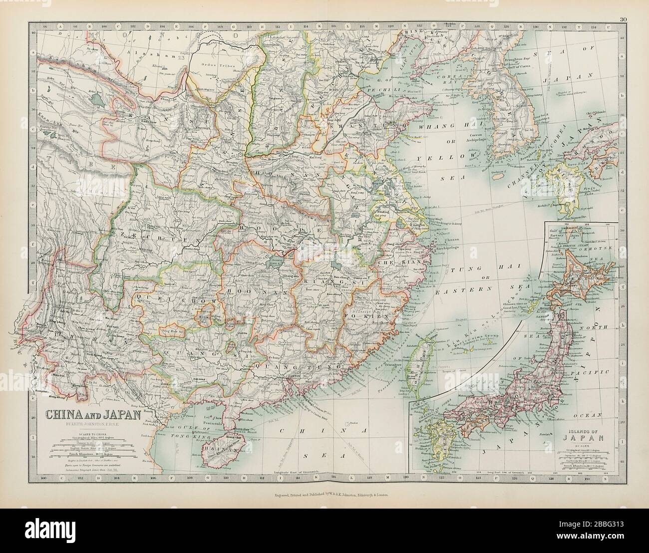 EAST ASIA China Japan Korea Formosa Taiwan JOHNSTON 1901 old antique map chart Stock Photo - Alamy