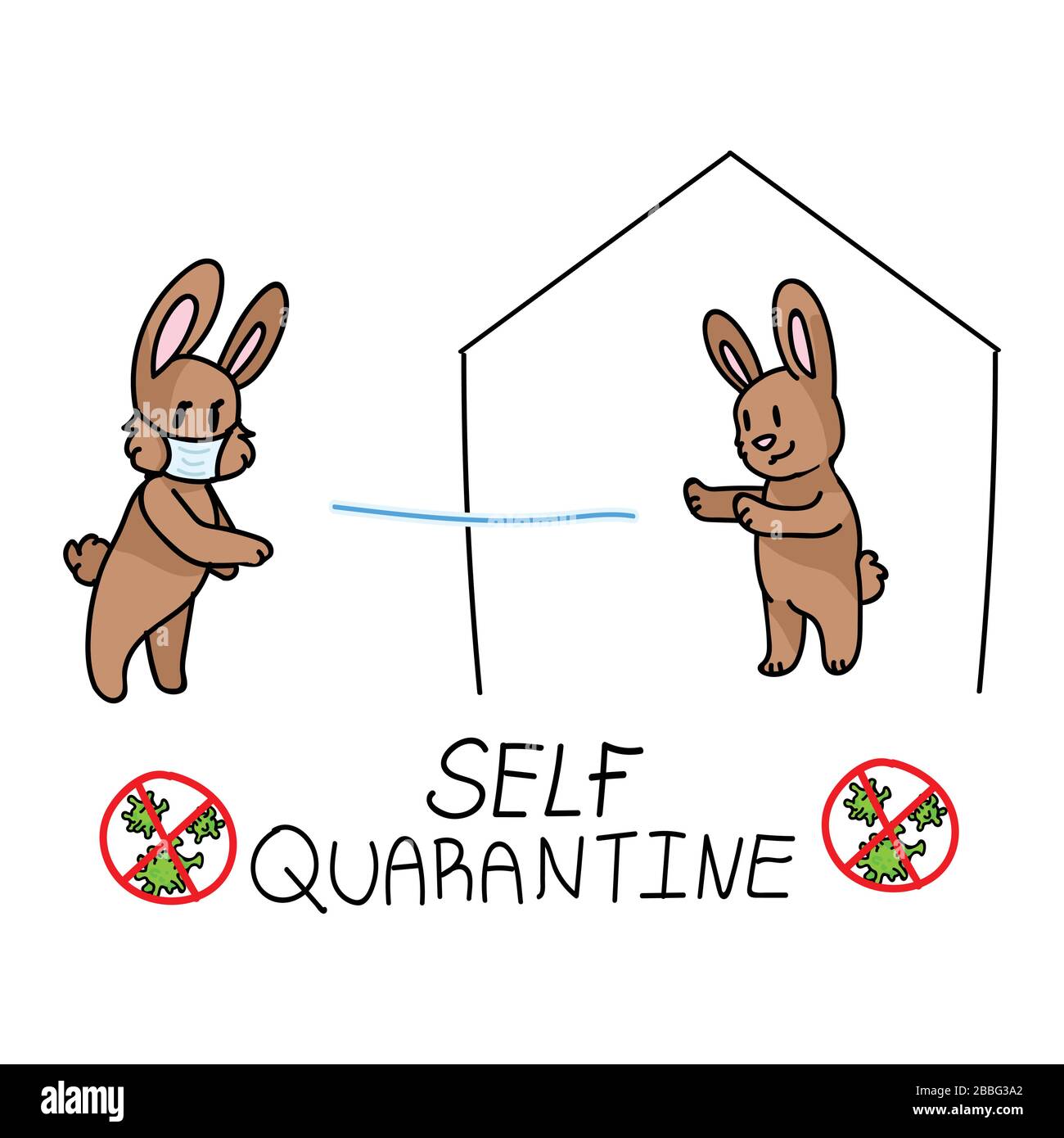 Covid 19 kids cartoon self quaratine distancing infographic. Viral flu ...