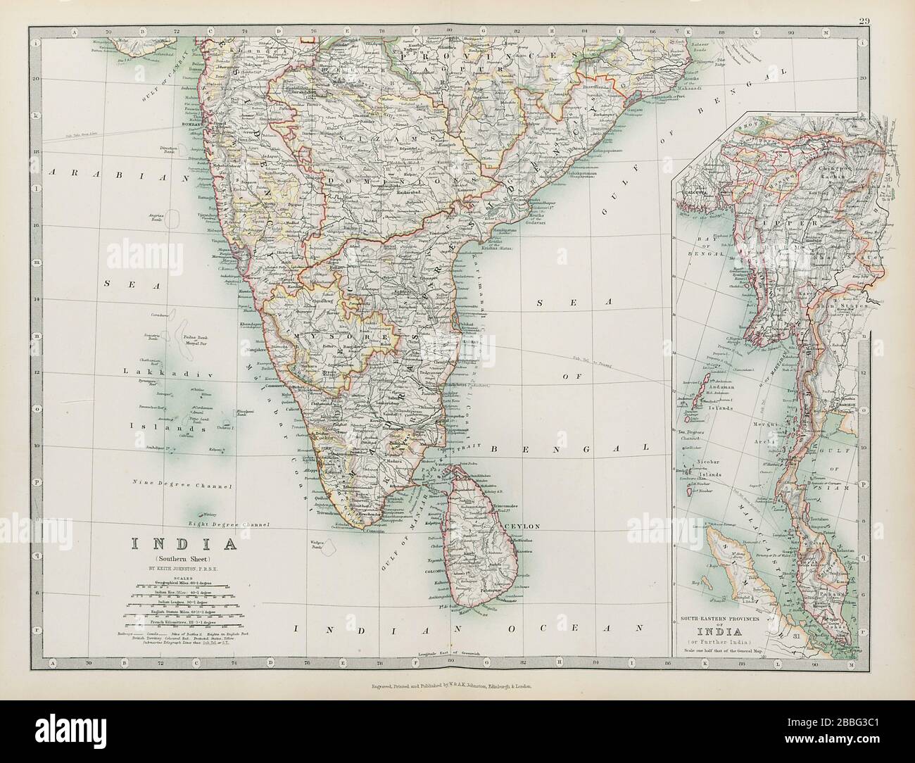 BRITISH INDIA SOUTH Burma Ceylon Straits Settlements Singapore JOHNSTON ...