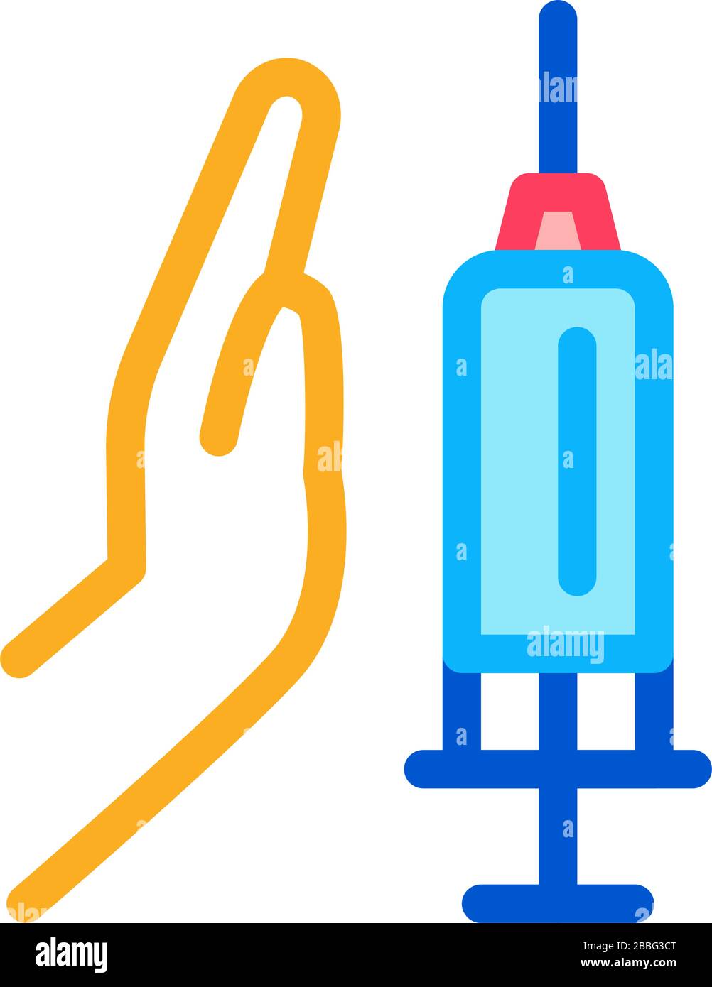 injection of syringe in hand icon vector outline illustration Stock ...