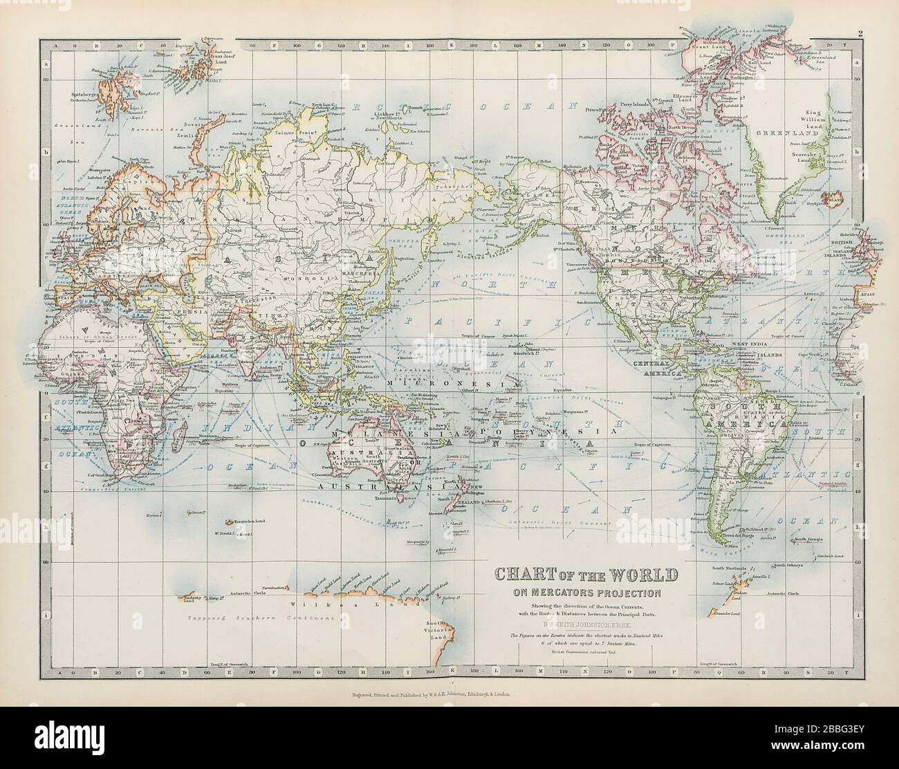 WORLD on Mercators projection Currents & shipping routes JOHNSTON 1901 ...